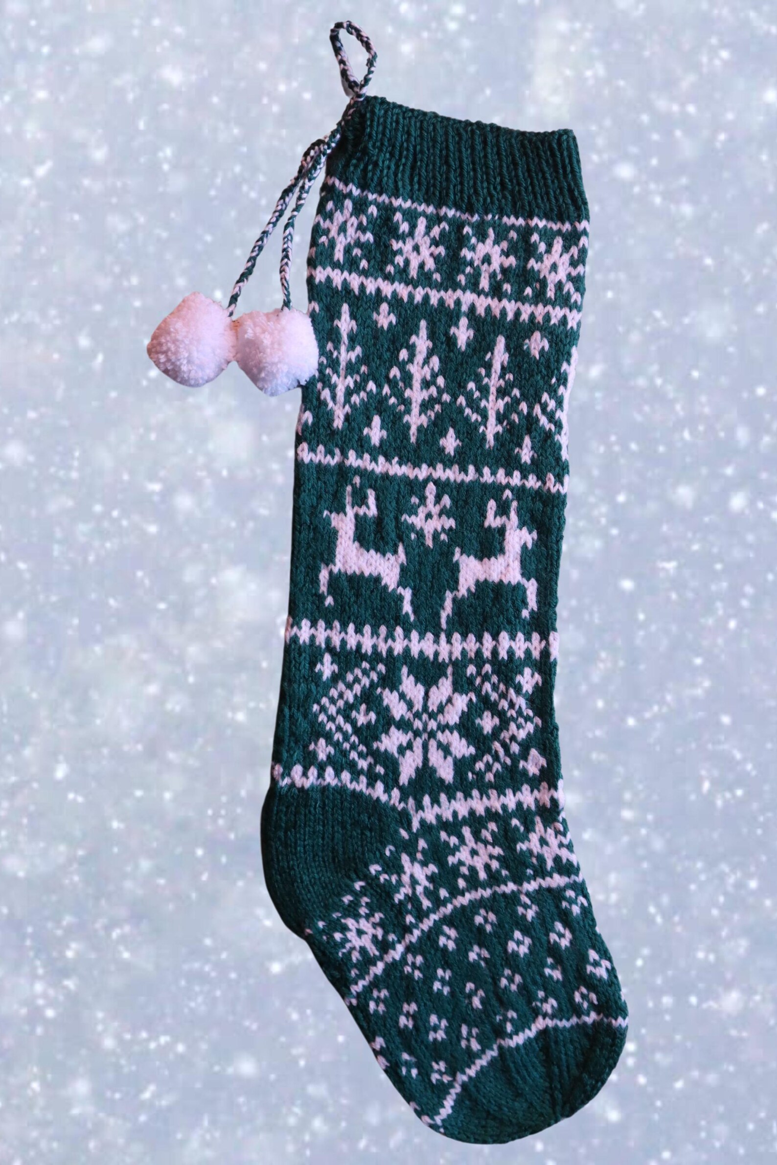 Reindeer Christmas Stocking Knitting Pattern: Fair Isle Holiday Decor ...