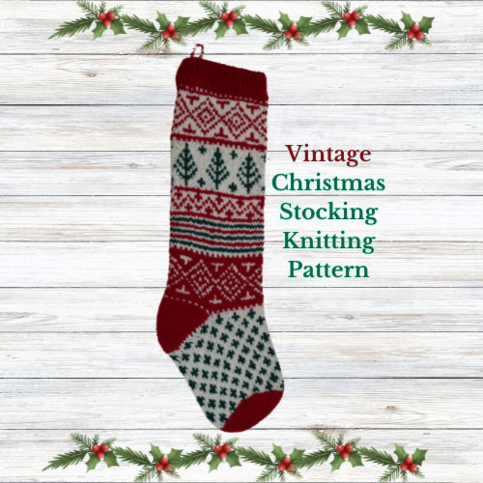 Christmas Stocking Knitting Pattern, Vintage Christmas PDF Holiday ...
