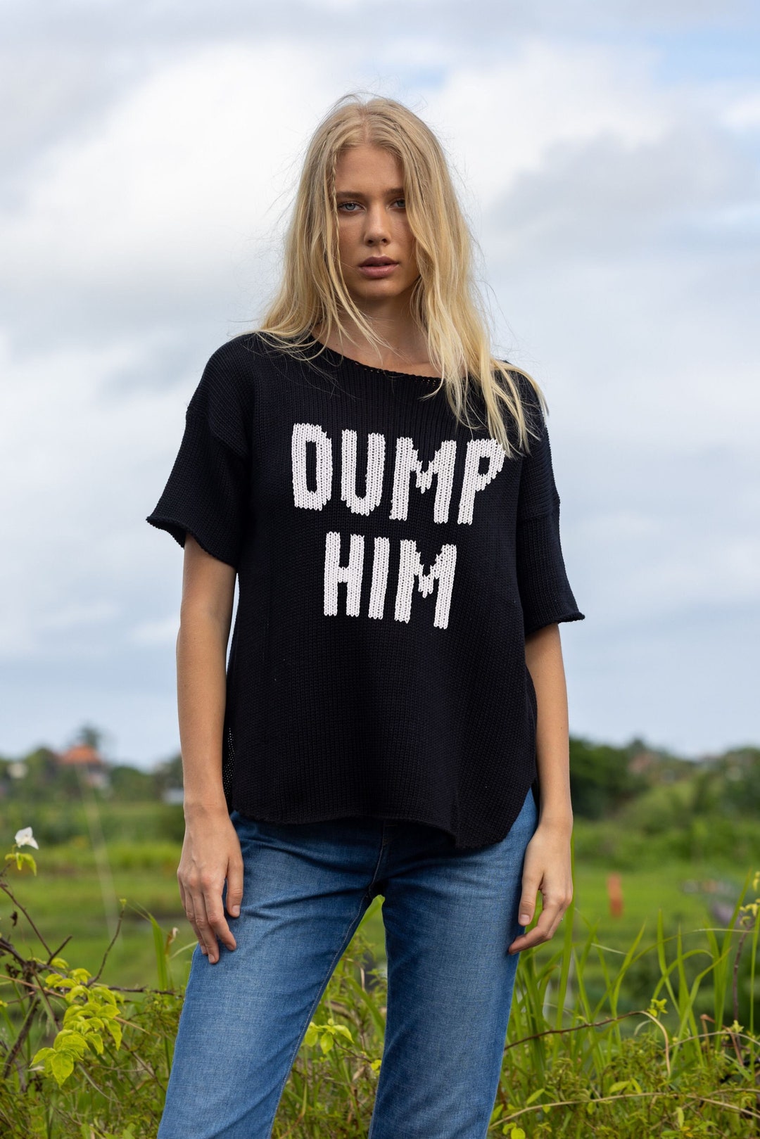 KNITTING PATTERN Dump Him Shirt Classic Sweater PDF Knitting Pattern Easy-to-knit T-shirt ...