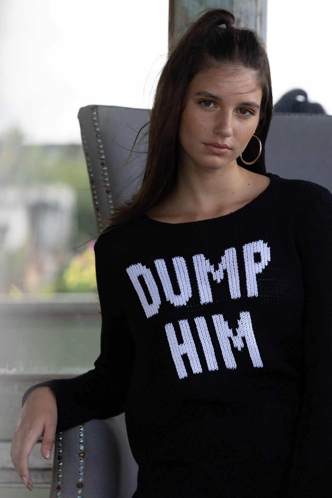 KNITTING PATTERN Dump Him Classic Sweater PDF Knitting Pattern Easy-to-knit Pullover Women's ...