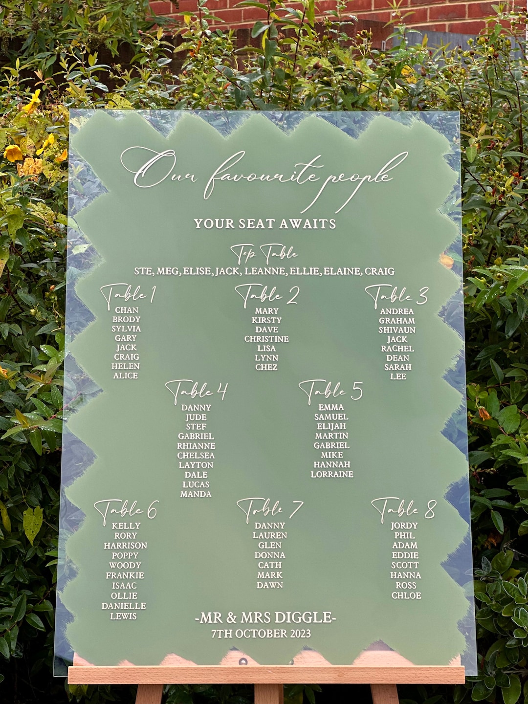 Acrylic Wedding Guest Seating Chart and Seating Table Chart - Etsy ...