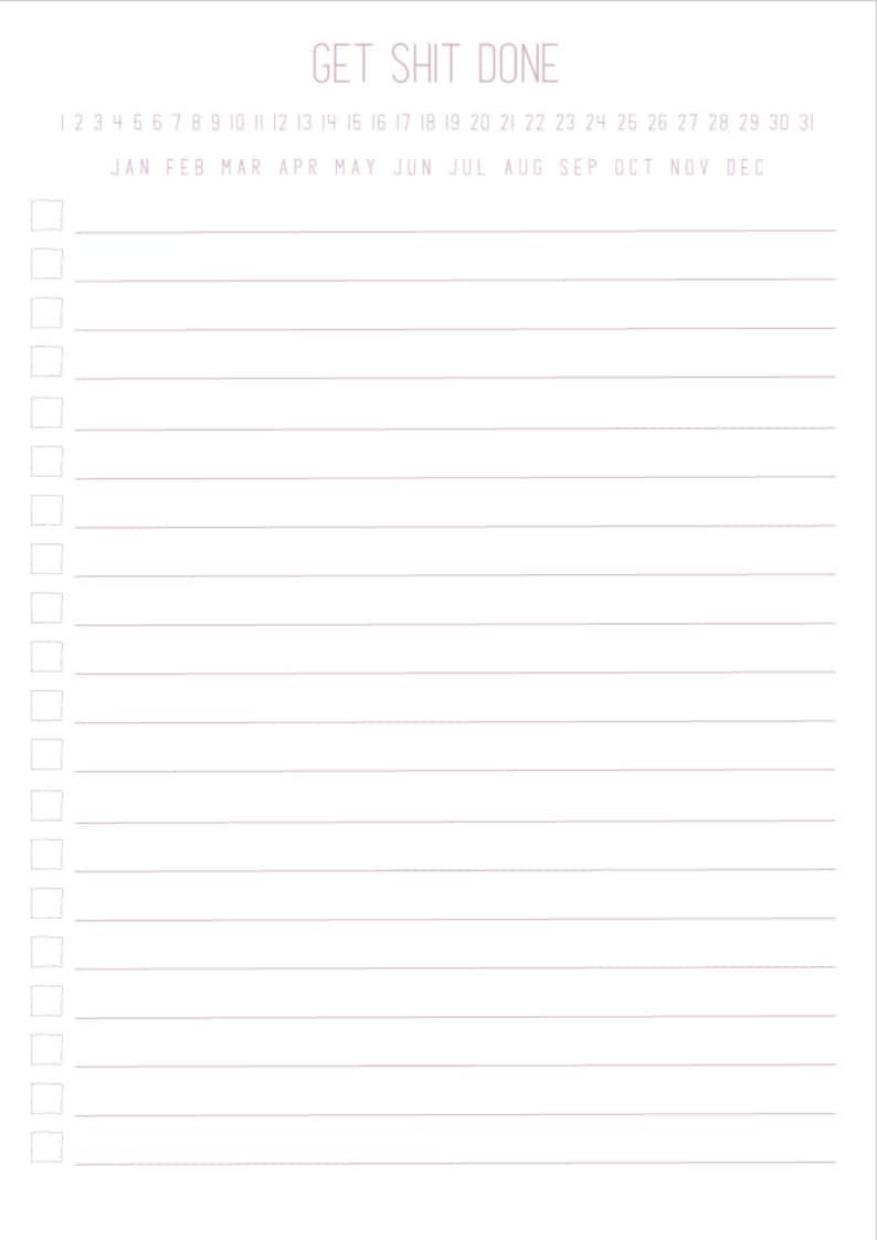 To Do List Get Shit Done Printable, Simple Tasks List Template ...