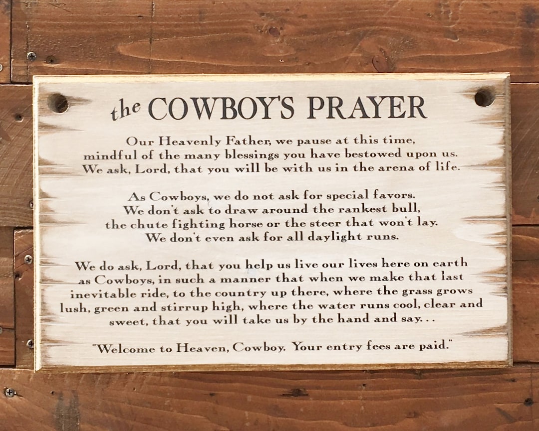 Cowboy's Prayer Antiqued Western Wood Sign - Handmade Colorado - Etsy