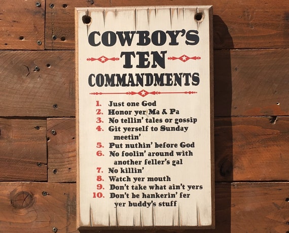Cowboy's Ten Commandments | Etsy