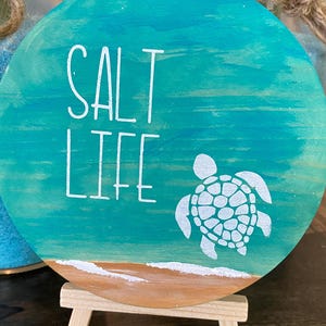 Hand Painted Beach Scene Wood Sign: Coastal Decor With Easel - Etsy