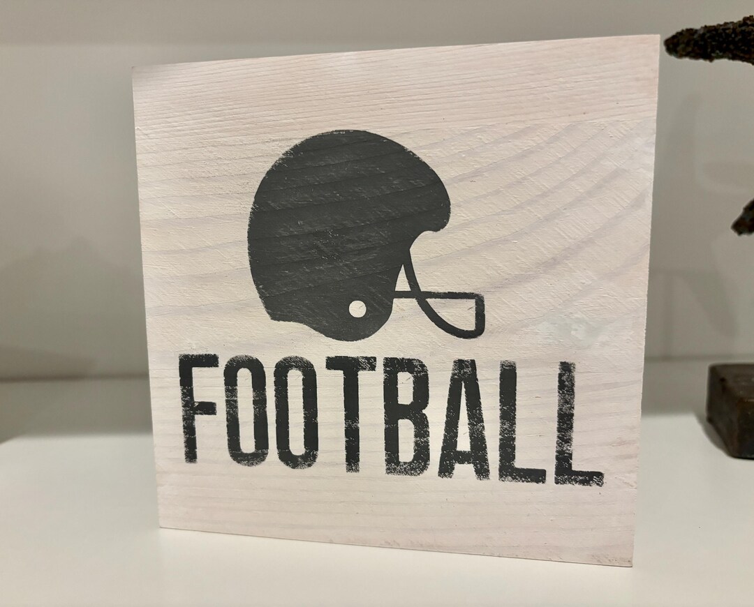 Distressed Football Helmet Wood Block Sign - Game Day Decor - Etsy