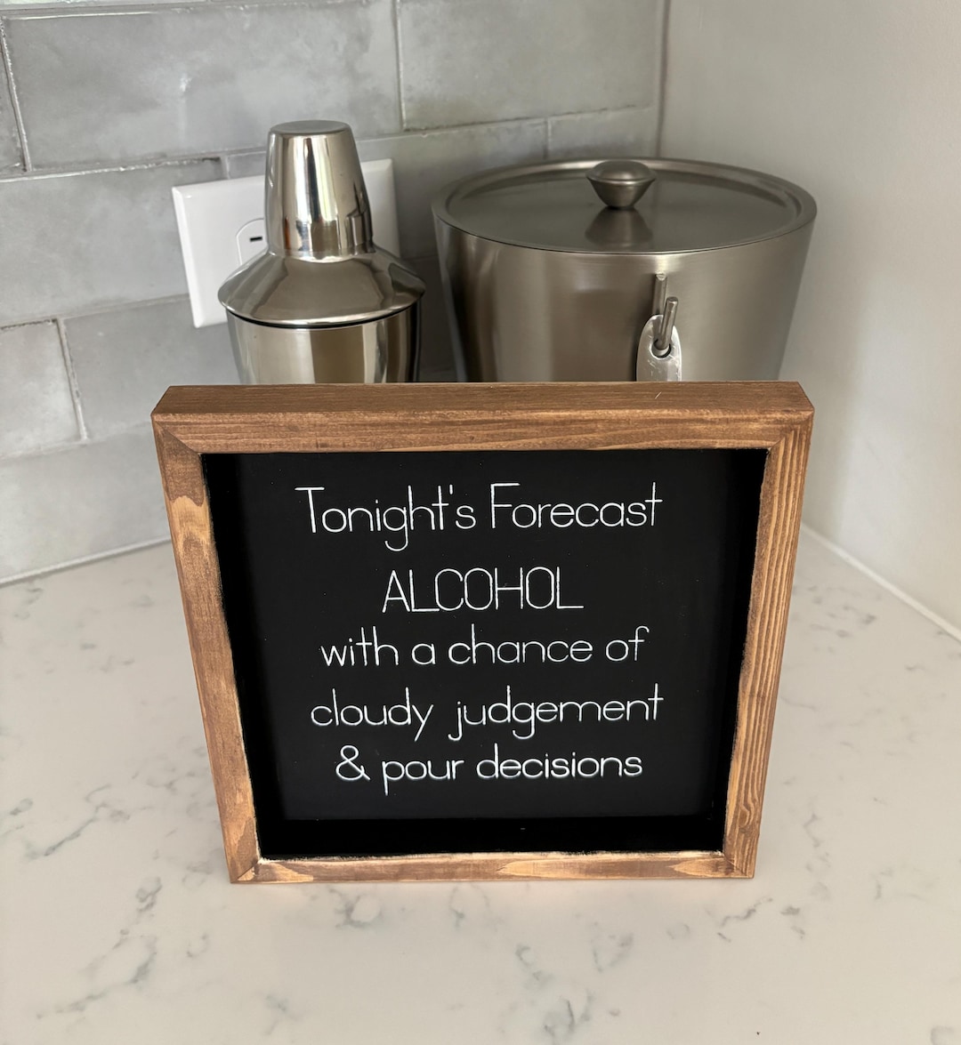 Funny Bar Sign, Drink Humor, Wood Framed Funny Alcohol Saying, Tonight ...