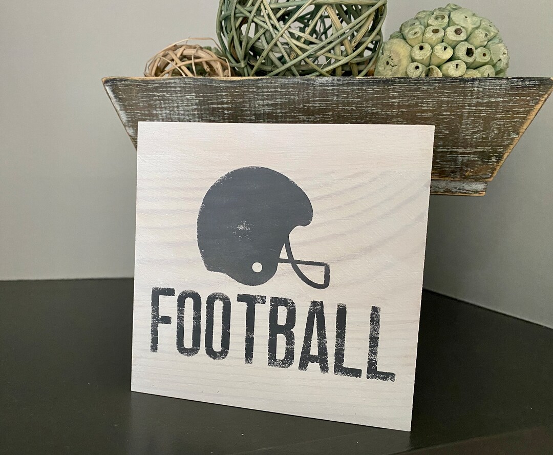 Small Wood Block Football Sign Football Helmet Plaque - Etsy