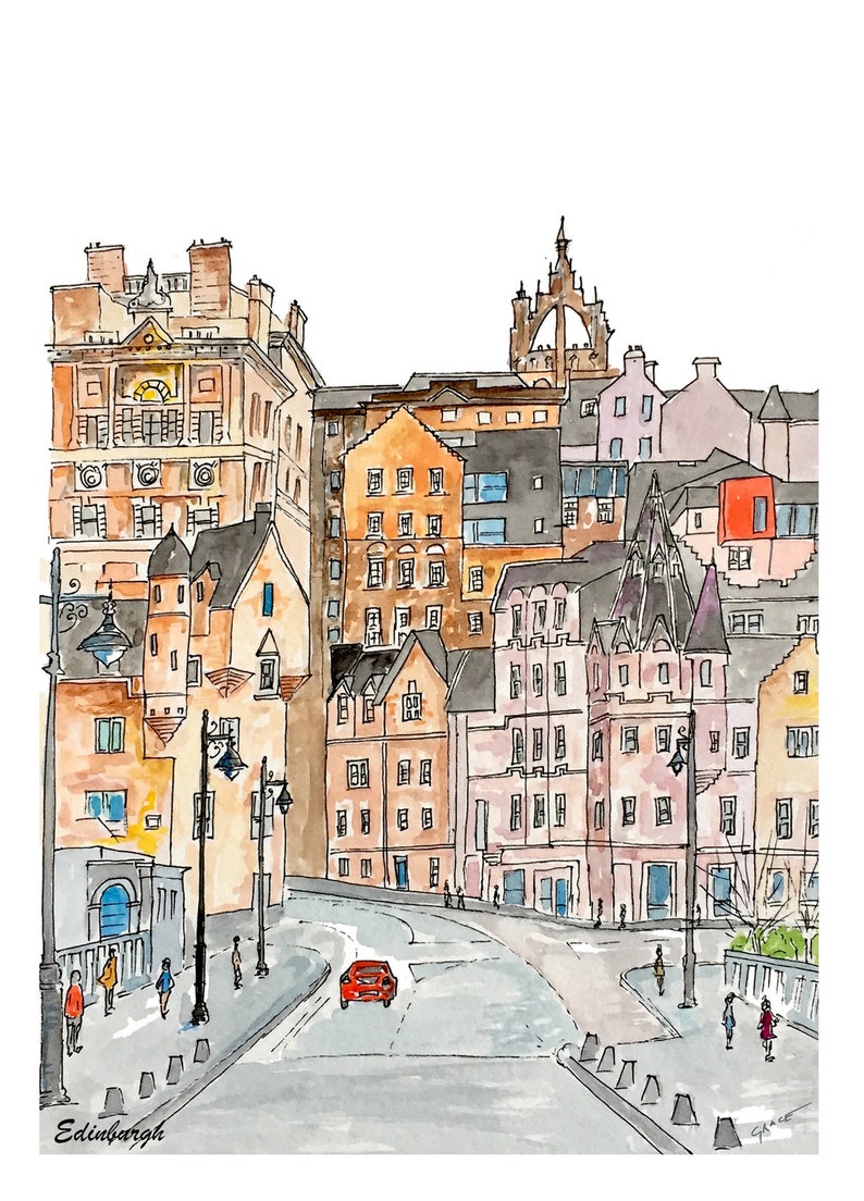 Edinburgh Watercolor Postcard Set, Edinburgh Painting Postcard ...