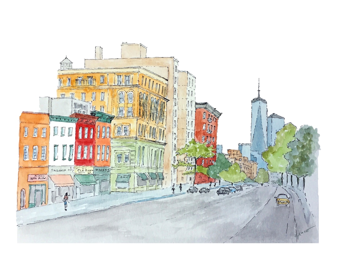 New York Watercolor Painting, Art Print, New York West Village Painting ...