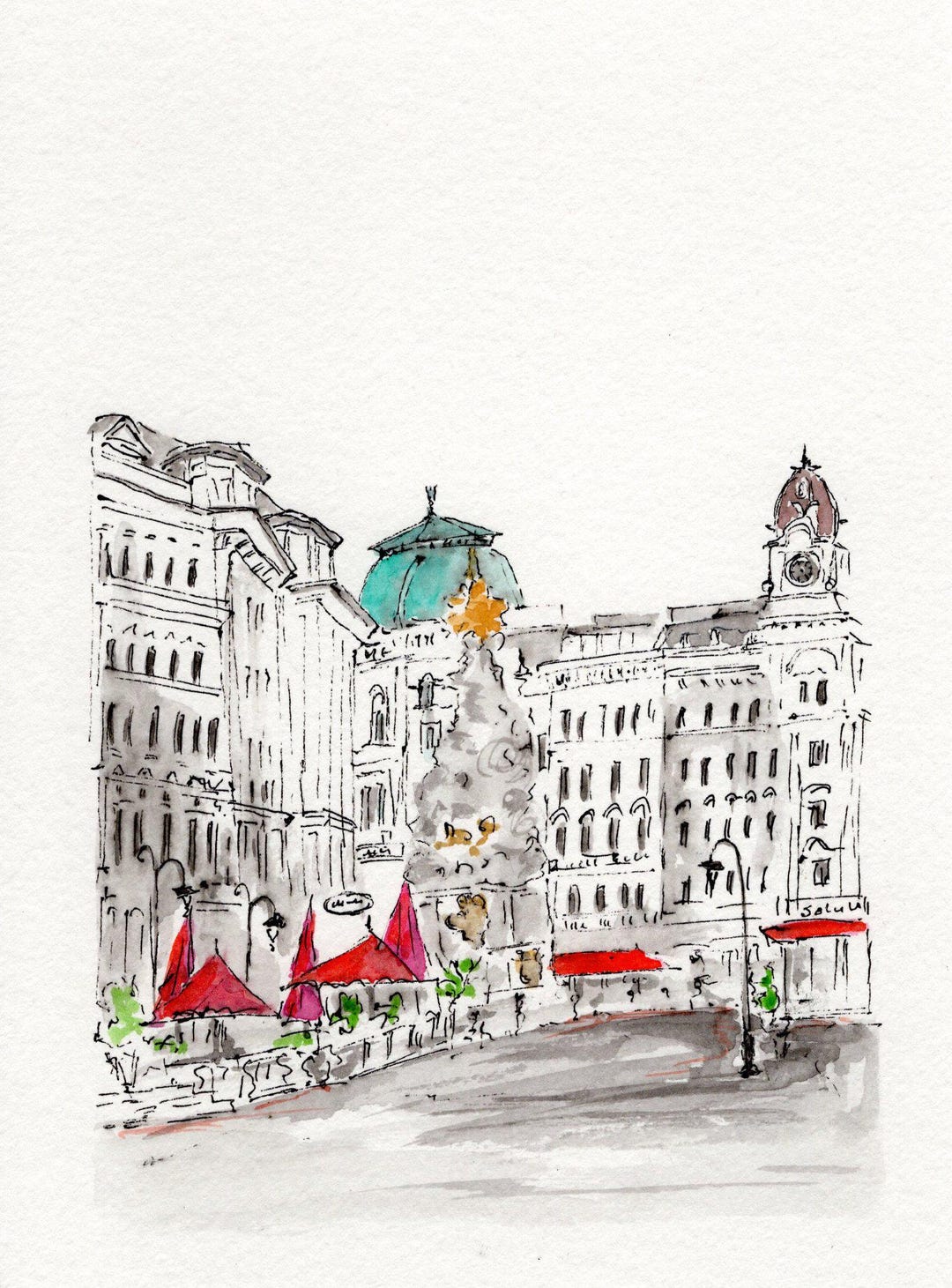 Vienna Original Watercolor Painting,vienna Painting,vienna Travel Gift ...