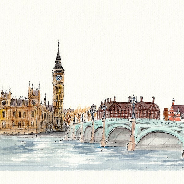 London Watercolor - Etsy
