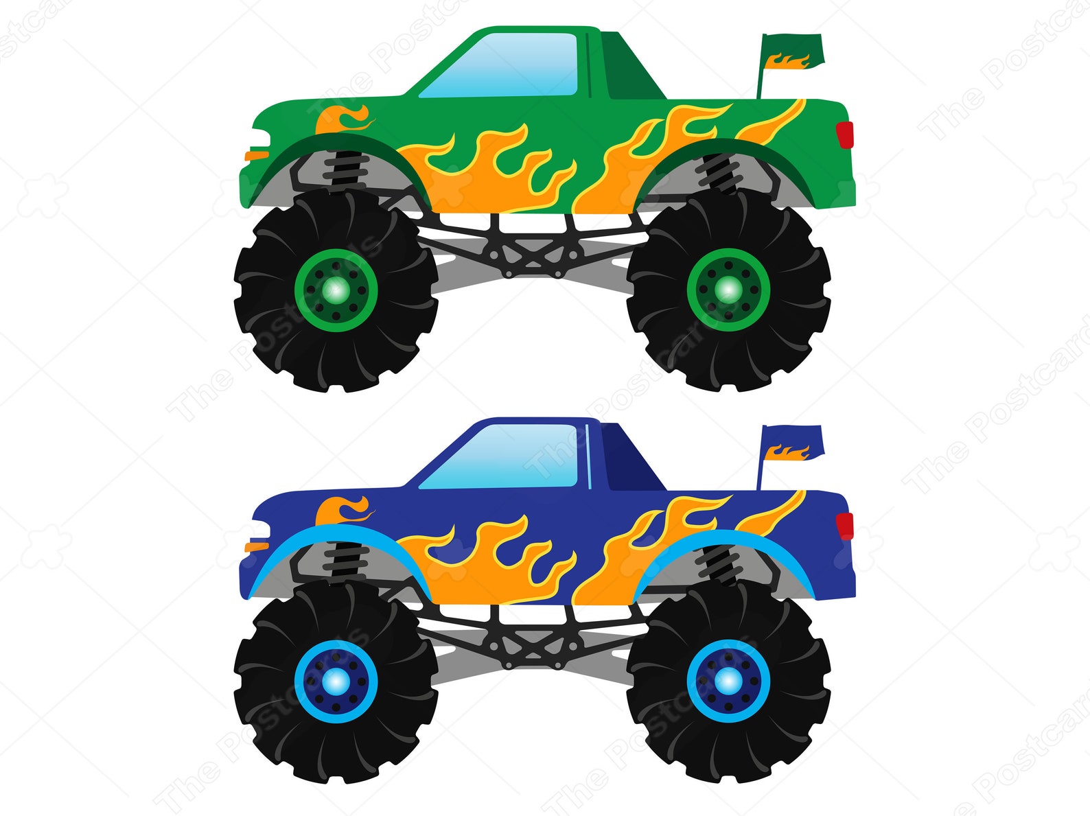 Monster Trucks Clip Art Set INSTANT DOWNLOAD Digital Clipart - Racing ...