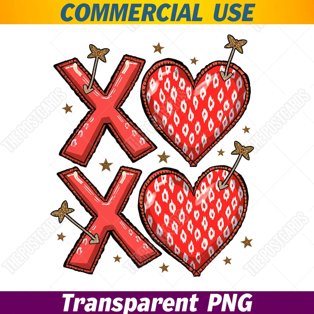 Retro XOXO Art - Glitter Heart & Arrow Valentine PNG for Shirts and ...