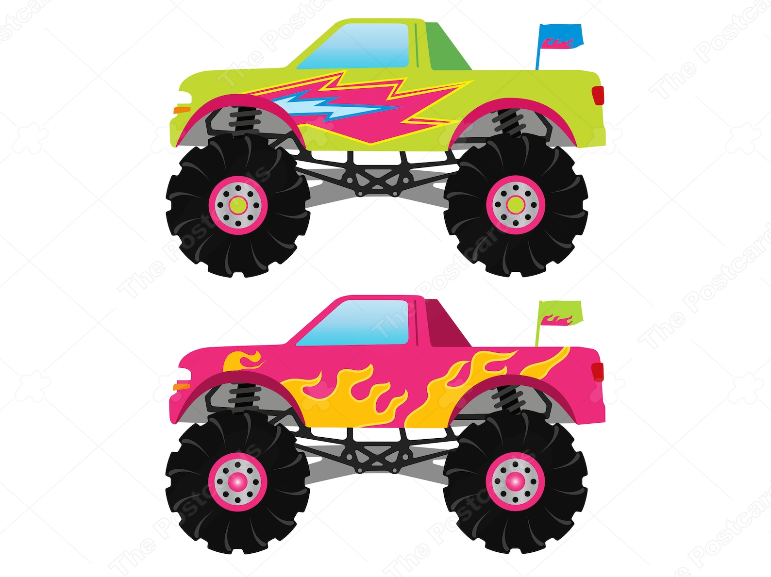 Monster Trucks Clip Art Set INSTANT DOWNLOAD Digital Clipart - Racing ...