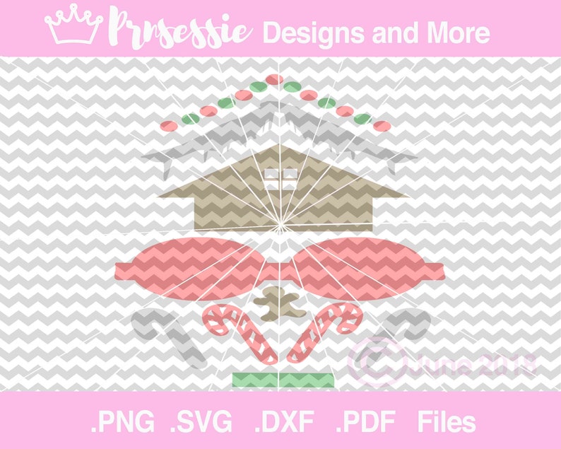 Digital SVG DXF PDF Gingerbread Candy Cane Bow Template | Etsy