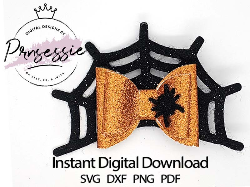 Digital SVG PDF DXF Spider Web Hair Bow Template, Spider Svg, Halloween ...