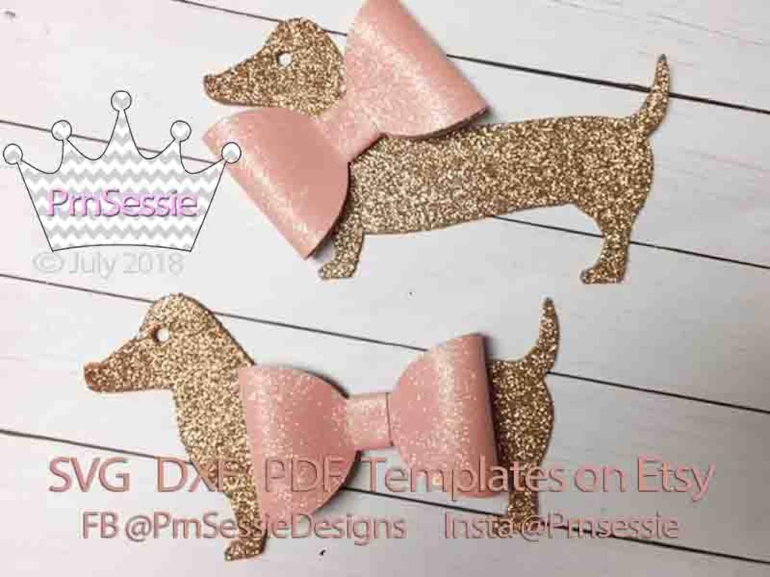 Digital SVG PDF DXF Doggy Hair Bow Template Weiner Dog Svg | Etsy