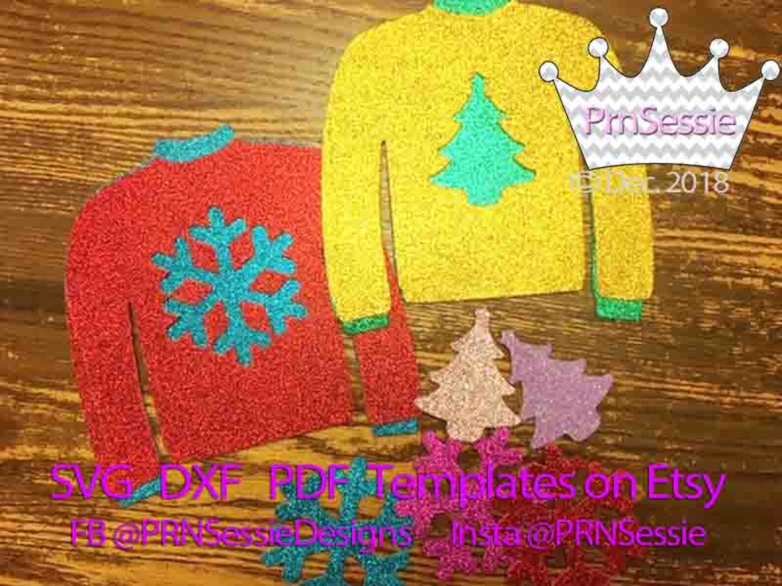 Digital SVG PDF DXF Ugly Sweater Ornament Template, Girls Scouts Svg ...