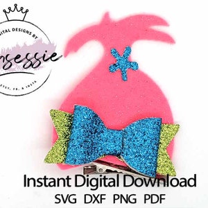 Digital SVG, DXF, PDF Troll Hair Bow Template, Trolls Svg, Trolls Bow ...