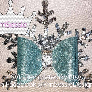 Digital SVG, DXF, PDF Winter Queen Hair Bow Template, Snowflake Bow ...