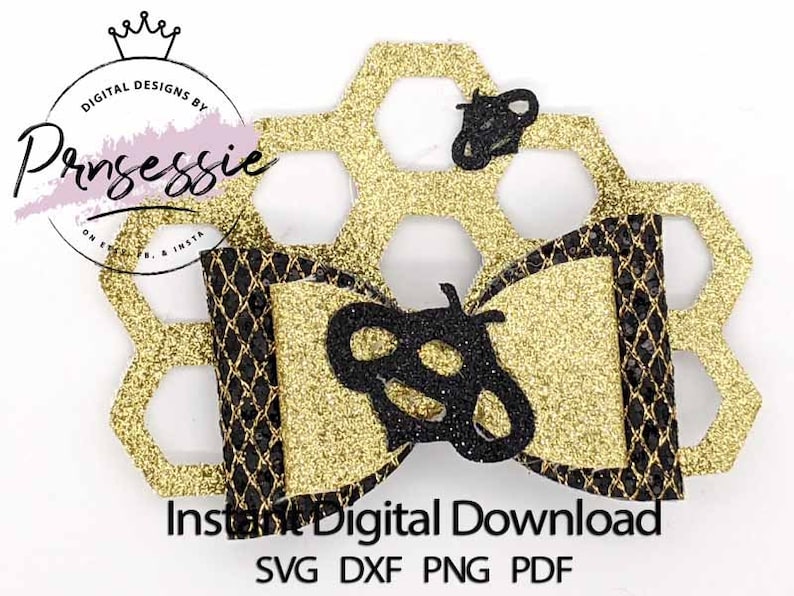 Digital SVG, DXF, PDF Bumble Bee Hair Bow Template, Bumble Bee Svg, Bee ...