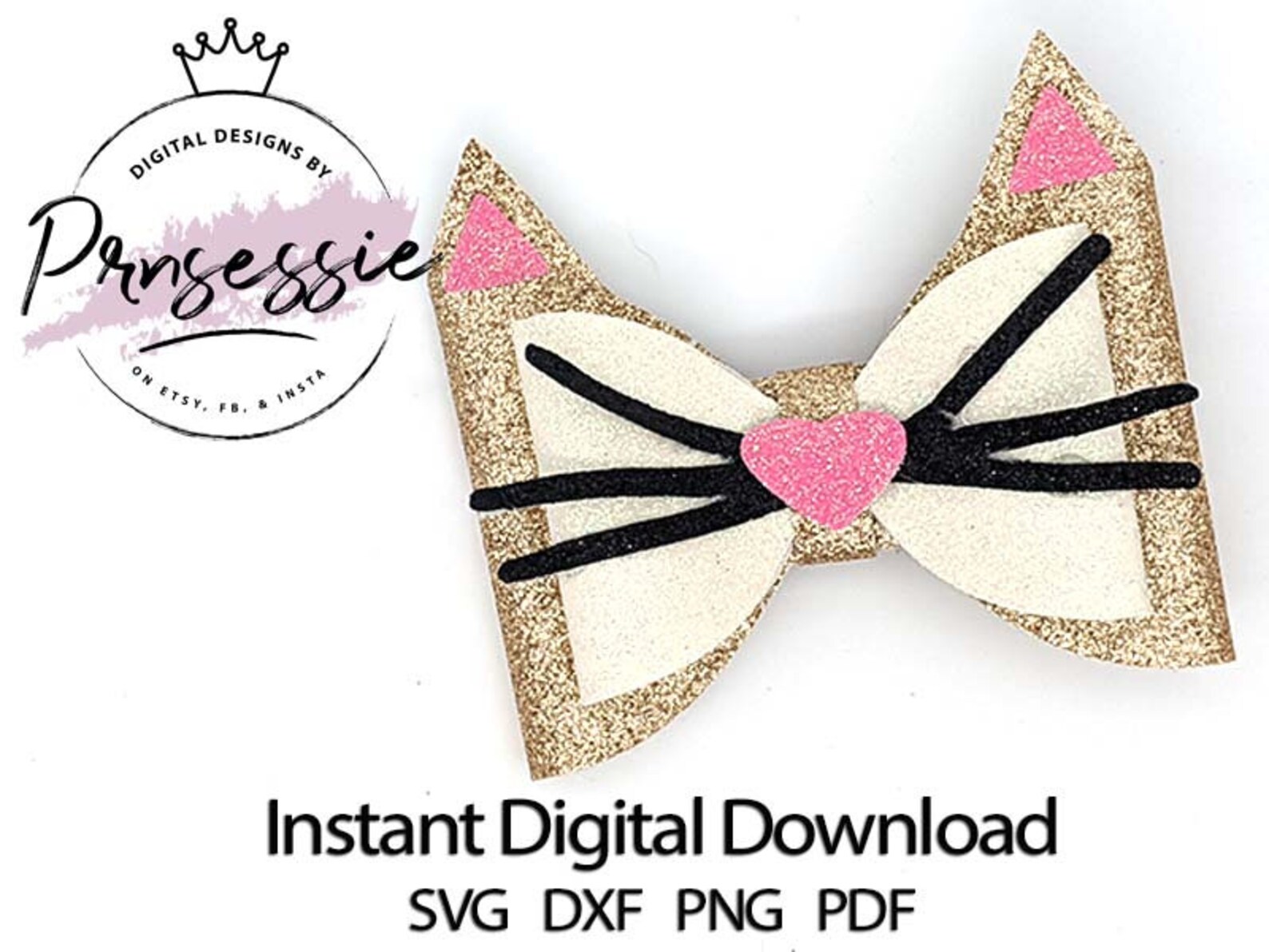 Digital SVG, PDF, DXF, Kitty Bow Template, Digital Bow Template, Bow ...
