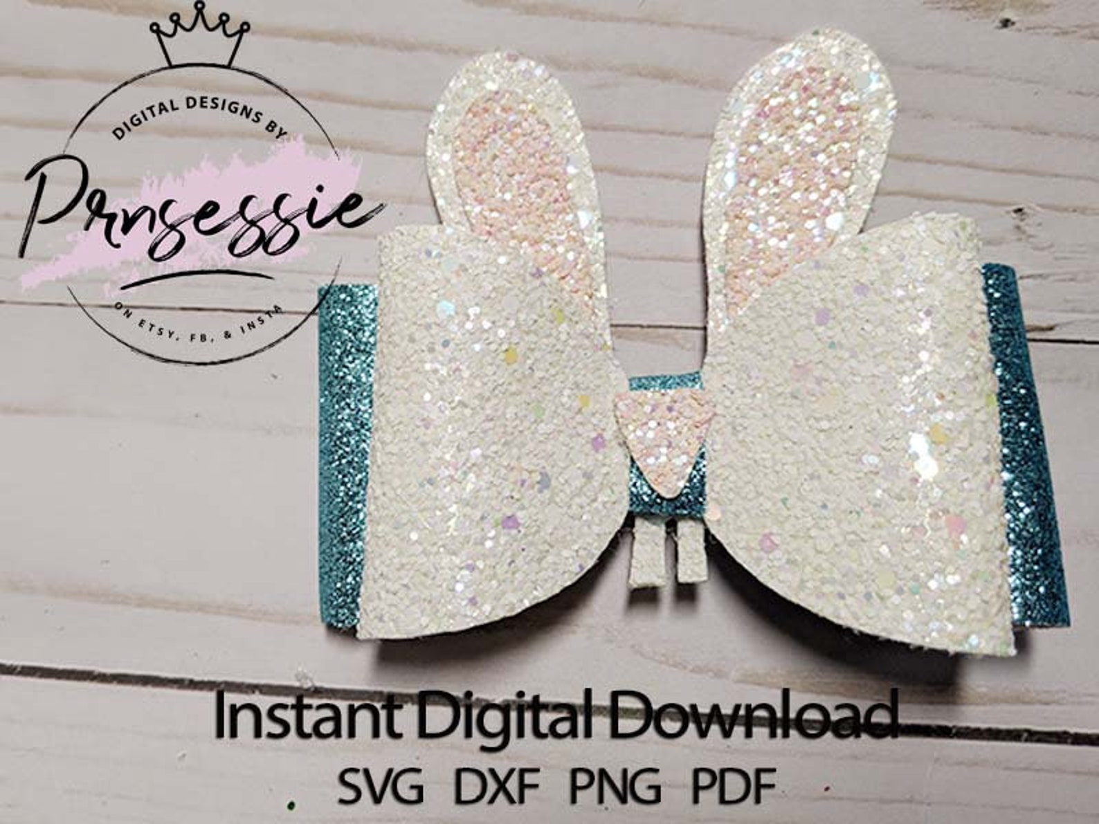 Digital SVG DXF PDF Easter Bunny Bow Template | Etsy