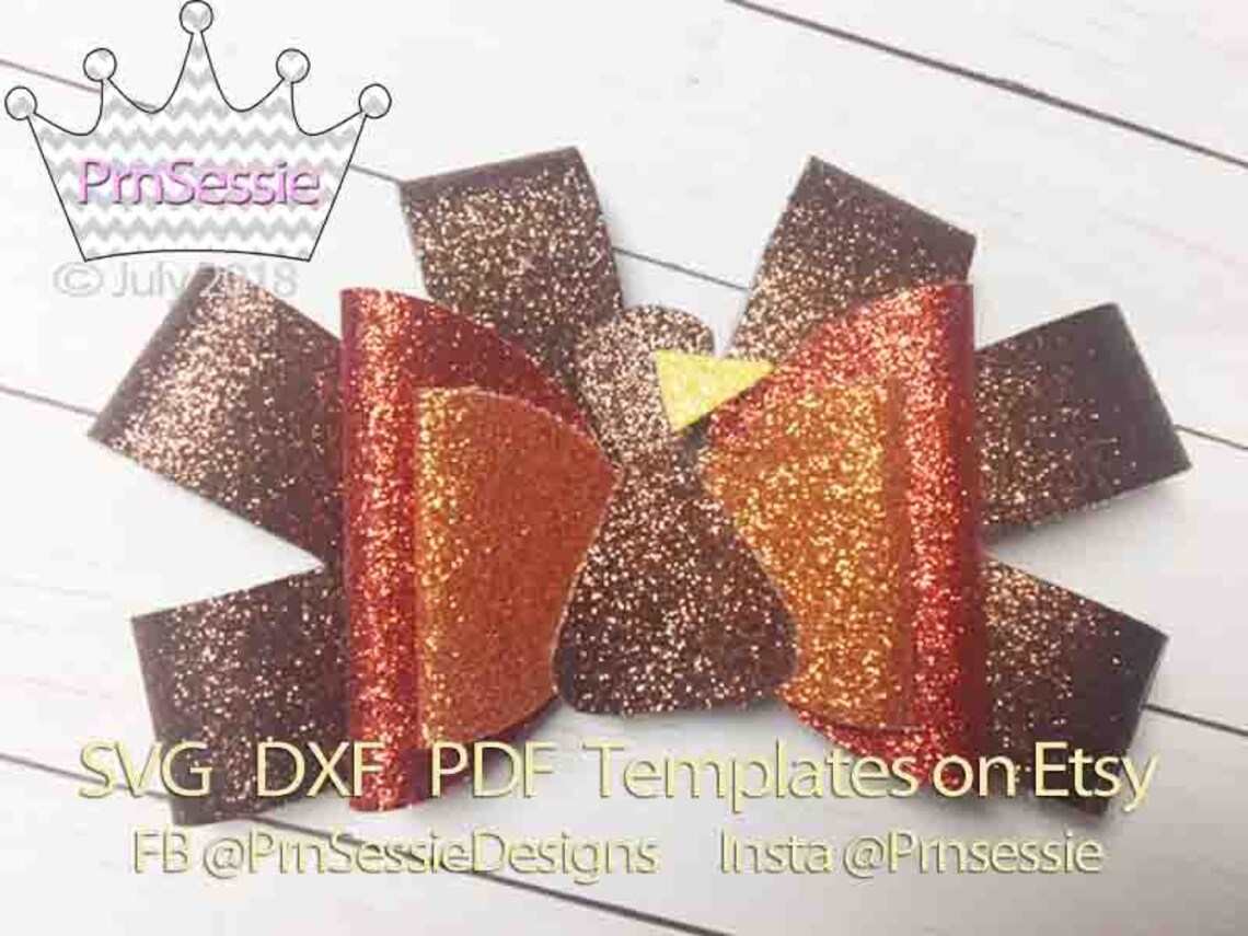 Digital SVG PDF DXF Turkey Hair Bow Template, Thanksgiving Bow ...