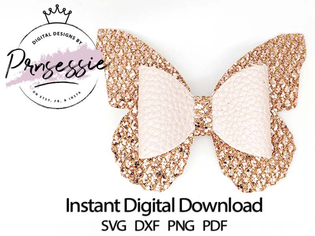 Digital SVG, DXF, PDF Butterfly Bow Template, Butterfly Bow, Girly Bow ...