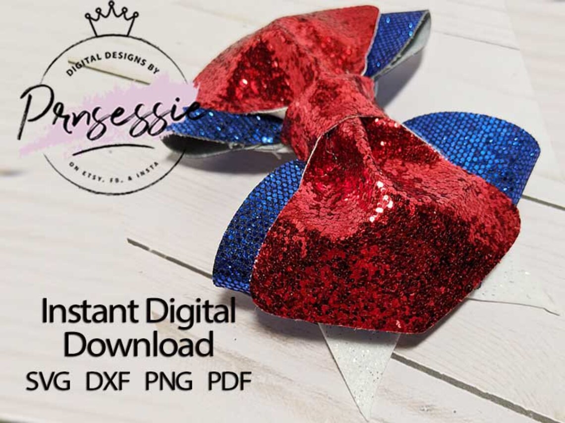 Digital SVG PDF DXF Red White and Blue Bow Template | Etsy