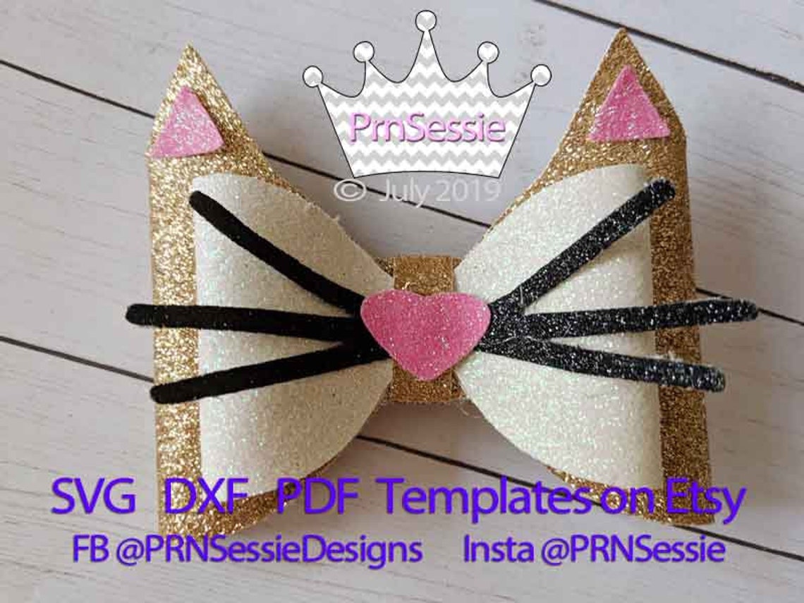 Digital SVG, PDF, DXF, Kitty Bow Template, Digital Bow Template, Bow ...