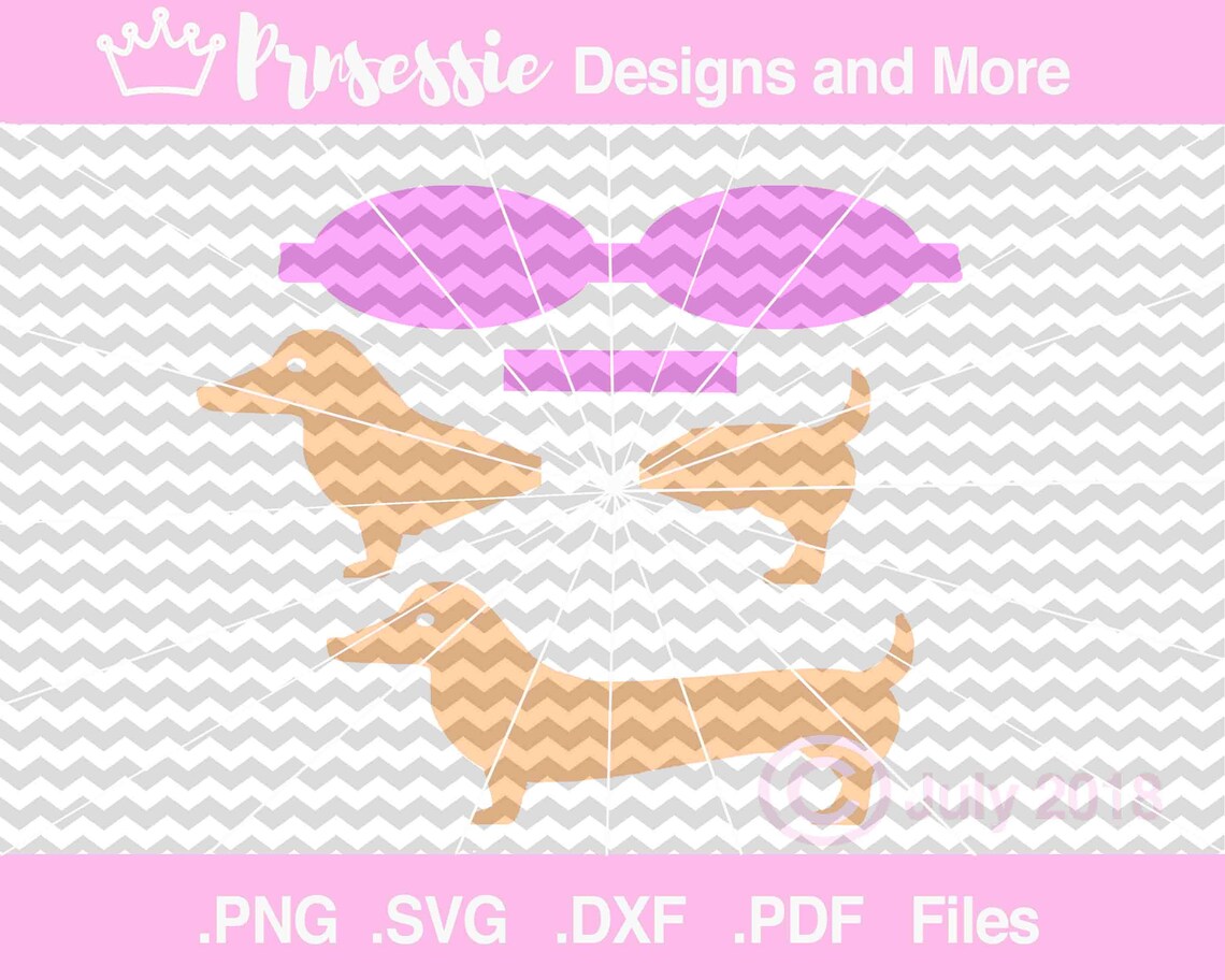 Digital SVG PDF DXF Doggy Hair Bow Template Weiner Dog Svg - Etsy