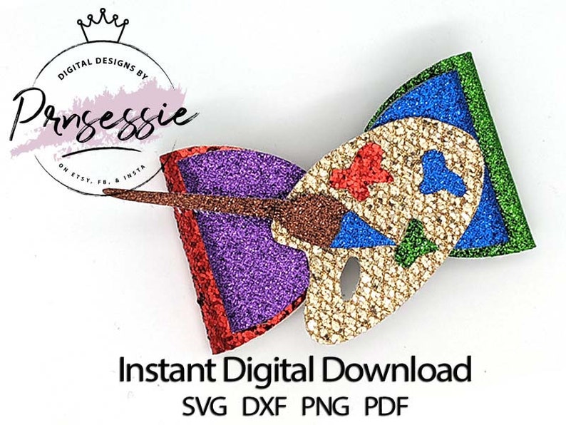 Digital SVG DXF PDF Artist Palette Bow Template Art Bow | Etsy