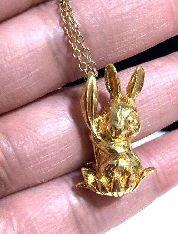 VTG HTF 1980 Franklin Mint The Easter Bunny PENDENT 2… - Gem
