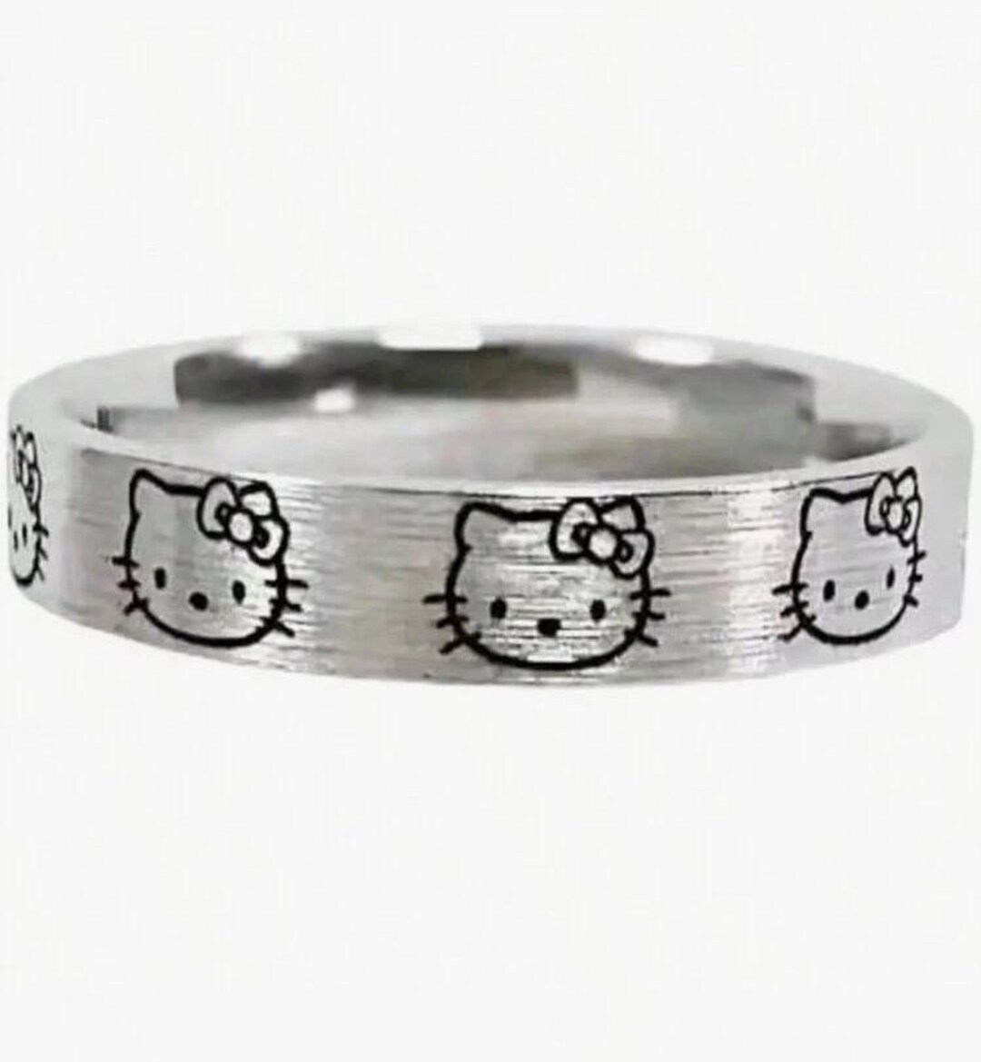 Adorable Hello Kitty Cat Kitten Adjustable Silver Fashion Ring for ...