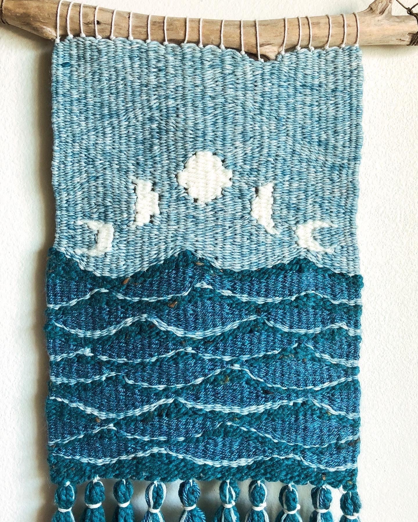 Deep Oceans Moon Phase Handmade Tapestry/weaving/woven Wall Hanging - Etsy