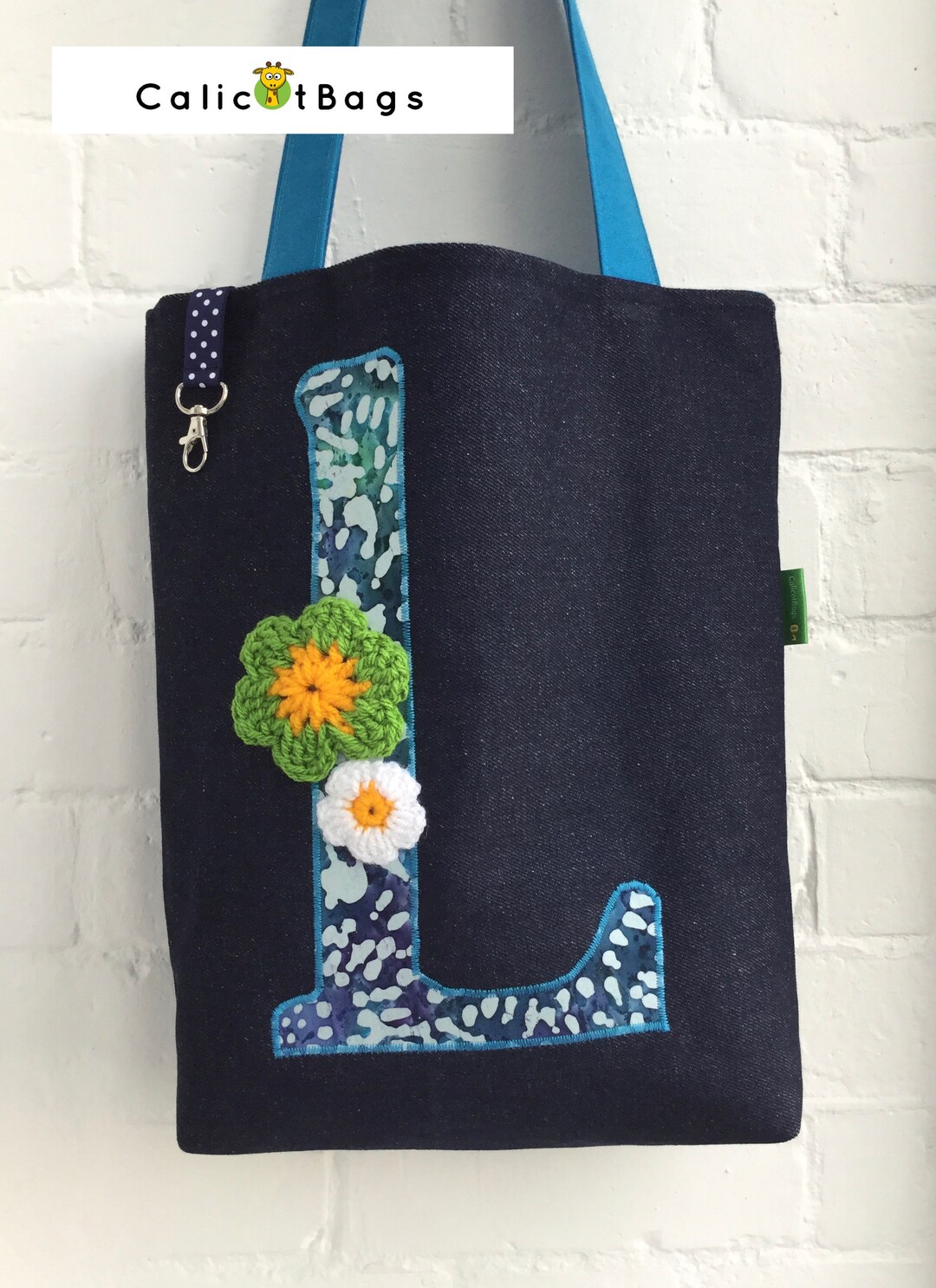 Letter L Personalised Tote Bag Denim Batik Initial - Etsy