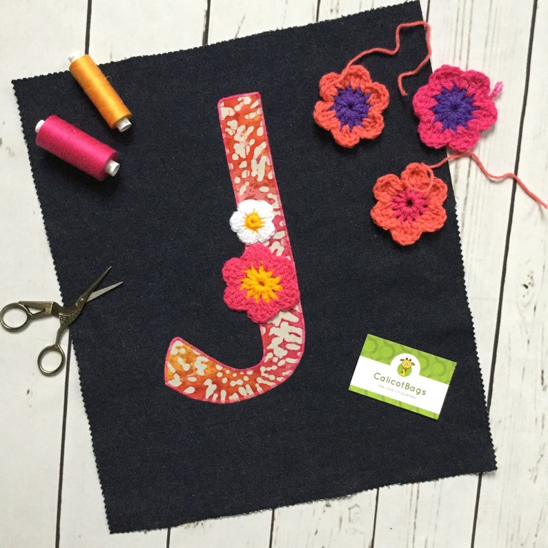 Letter J Personalised Tote Bag Denim Batik, Initial, Alphabet, Pink - Etsy
