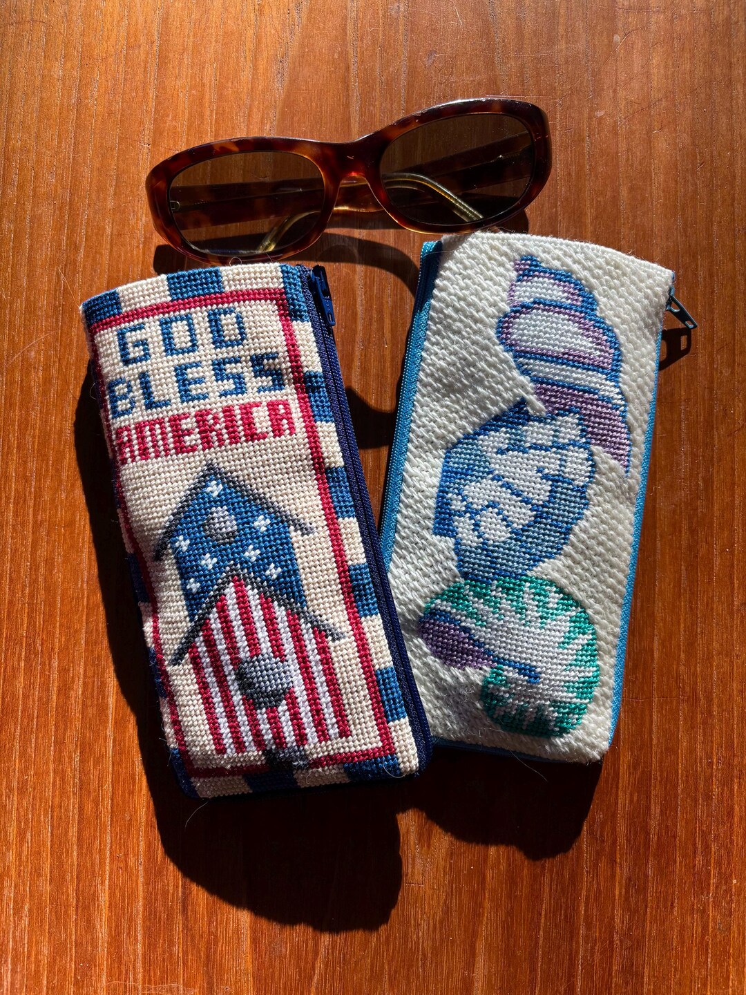 Completed & Cotton Lined Needlepoint Eyeglass/cell Phone Cases - Etsy