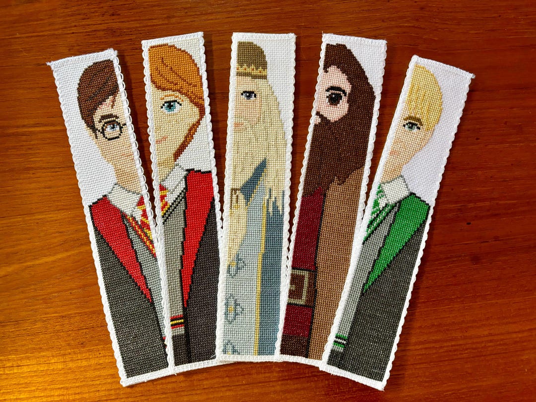 Completed Cross Stitched Story Book/movie Character Bookmarks: Wizards ...