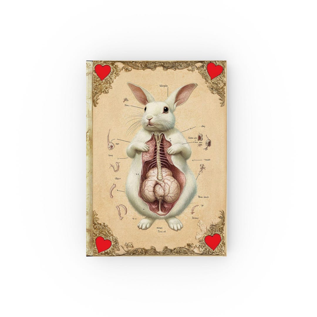 Whimsical Anatomical Rabbit Journal, Unique Hard Backed Journal for ...