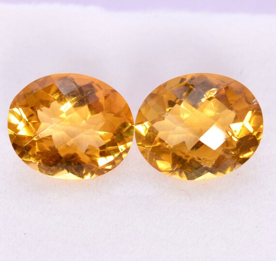 Materials 12x10 mm oval Citrine 10x8 mm oval checker cut Yellow Quartz ...