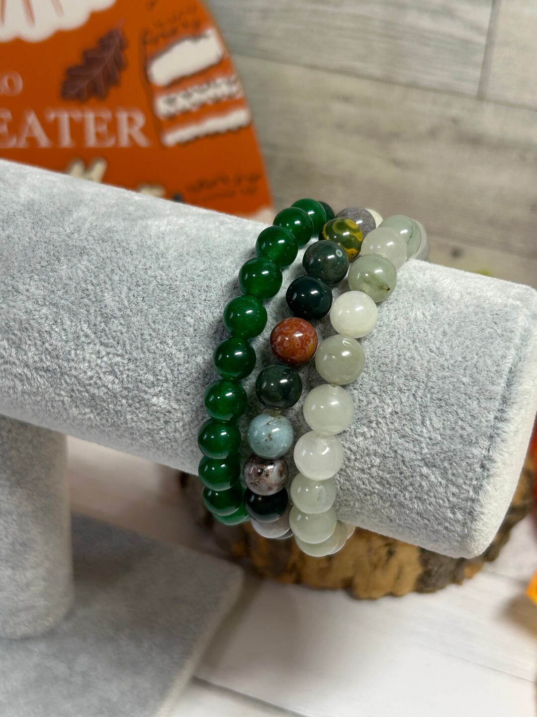 Gemstone Beaded Stretch Bracelet Green Handmade Jewelry Gift - Etsy