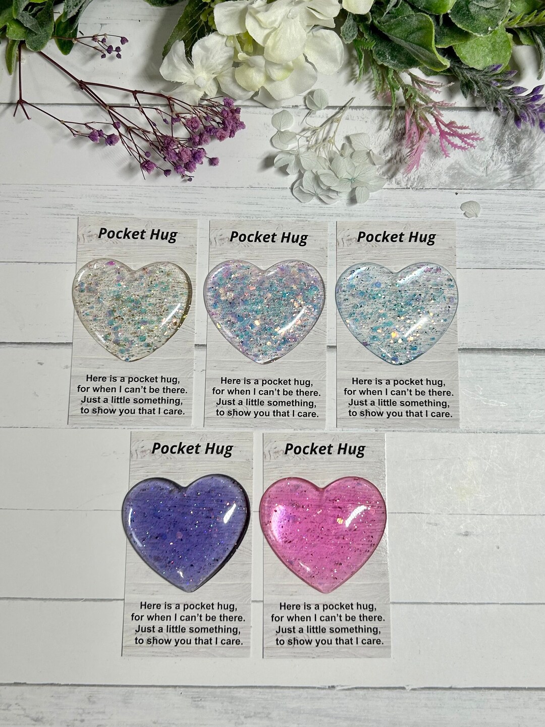 Pocket Hug Heart Resin Heart Pocket Hug Token Positivity Gift Keepsake ...