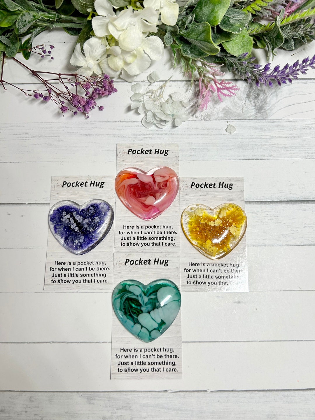 Pocket Hug Heart Resin Heart Pocket Hug Token Positivity Gift Keepsake ...