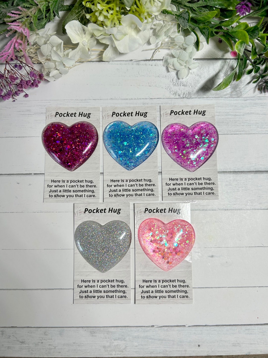 Pocket Hug Heart Resin Heart Pocket Hug Token Positivity Gift Keepsake ...