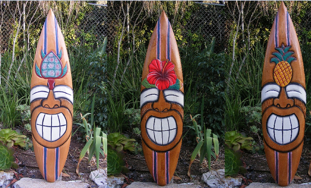 3 PC Tiki Surfboard Set 39 Tiki Statue Set Tiki Mask Set - Etsy