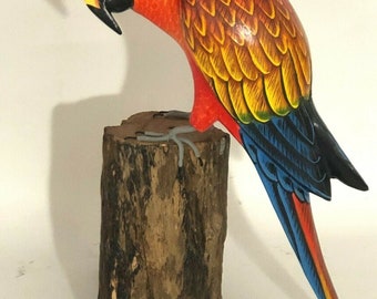 Carved Wood Parrot | Etsy