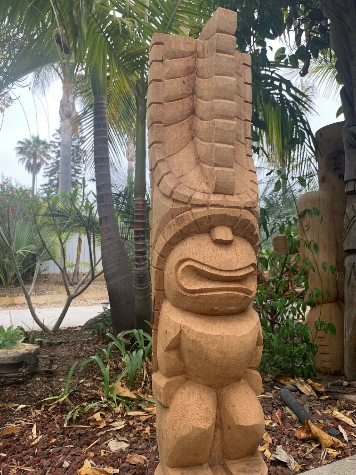 39 Tiki Statue Handcarved Natural Color Wood Tiki Mask | Etsy